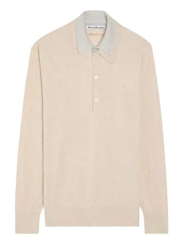 Acne Studios Layered-effect Silk And Wool-blend Polo Top - Beige