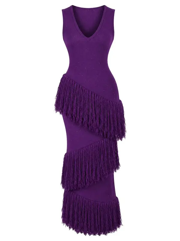 OFUURE Uyai Sequin Fringe Maxi Dress - Purple