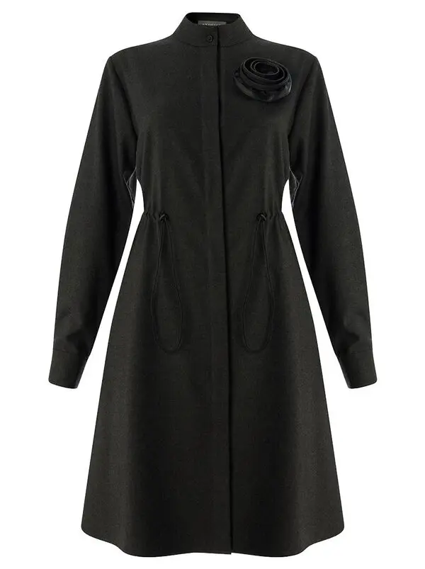 EXQUISE High Neck Long Sleeve Dress - Black