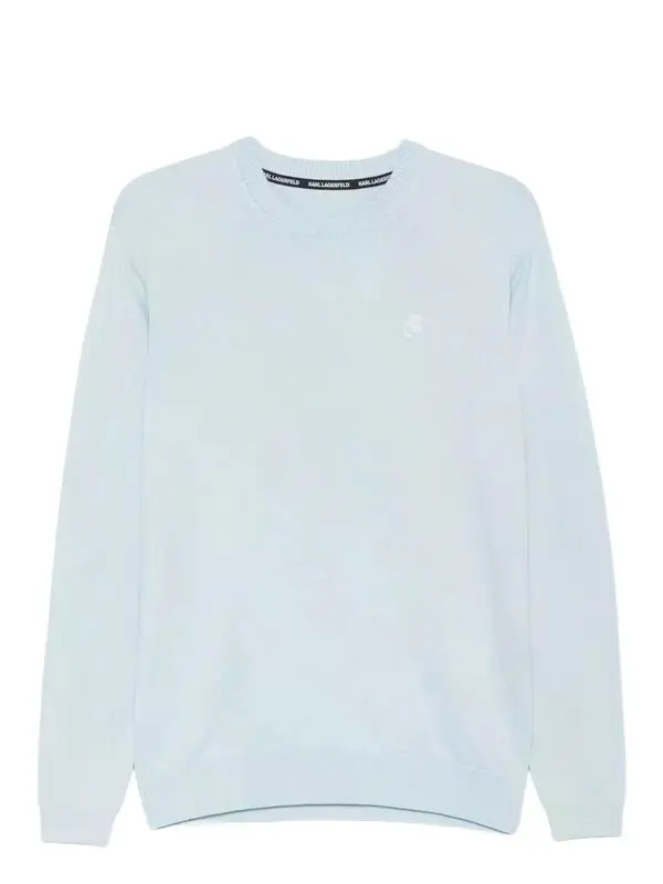 Karl Lagerfeld Embroidered Crew Neck Sweater - Blue