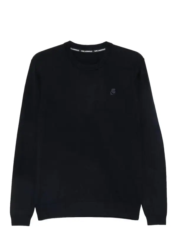 Karl Lagerfeld Logo Patch Crew Neck Sweater - Blue
