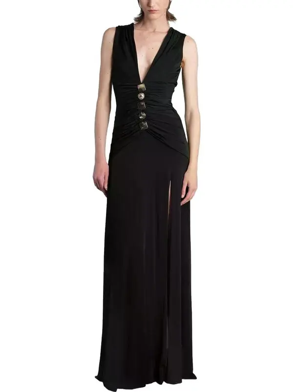 PatBO Embellished Ruched Maxi Dress - Black