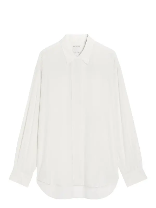 Calvin Klein Amari Draped Silk Shirt - White