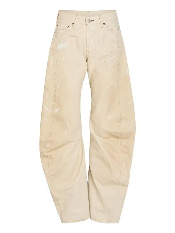 Acne Studios 2006f Paint-splatter Curved Wide-leg Jeans - White