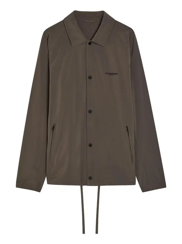 Emporio Armani Logo-embroidered Woven Shirt - Brown