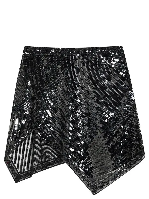 Emilio Pucci Sequin-embellished Asymmetrical Tulle Mini Skirt - Black