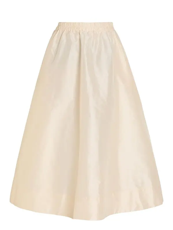 Suzie Kondi Silk Taffeta Midi Skirt - Off White