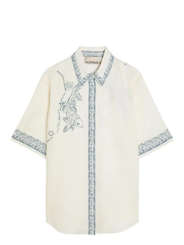 ALEMAIS Printed Linen Shirt - Ivory