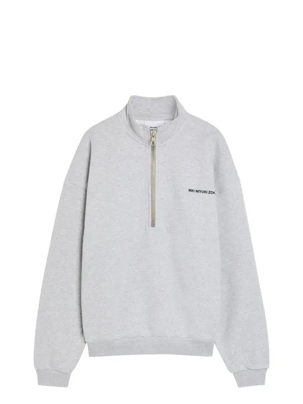 MKI MIYUKI ZOKU Half-zip Cotton-blend Sweatshirt With Logo Detail - Grey