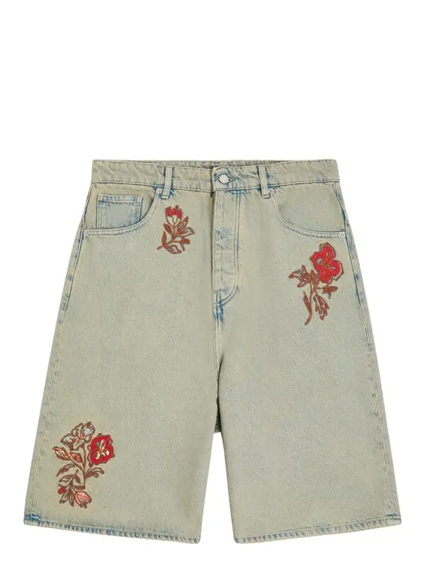 Drole De Monsieur Embroidered Shorts - Denim
