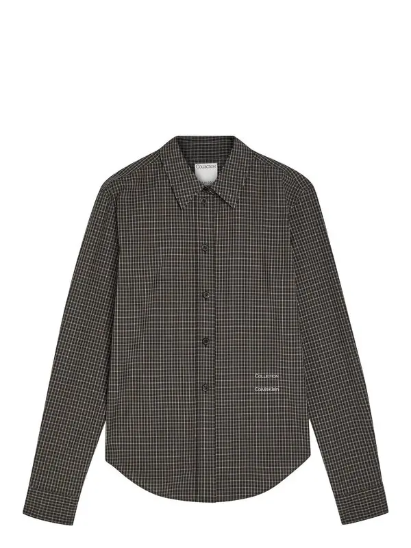 Calvin Klein Checked Cotton-poplin Shirt - Black