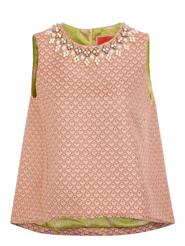 La DoubleJ Embellished Tulip-jacquard Top - Pink