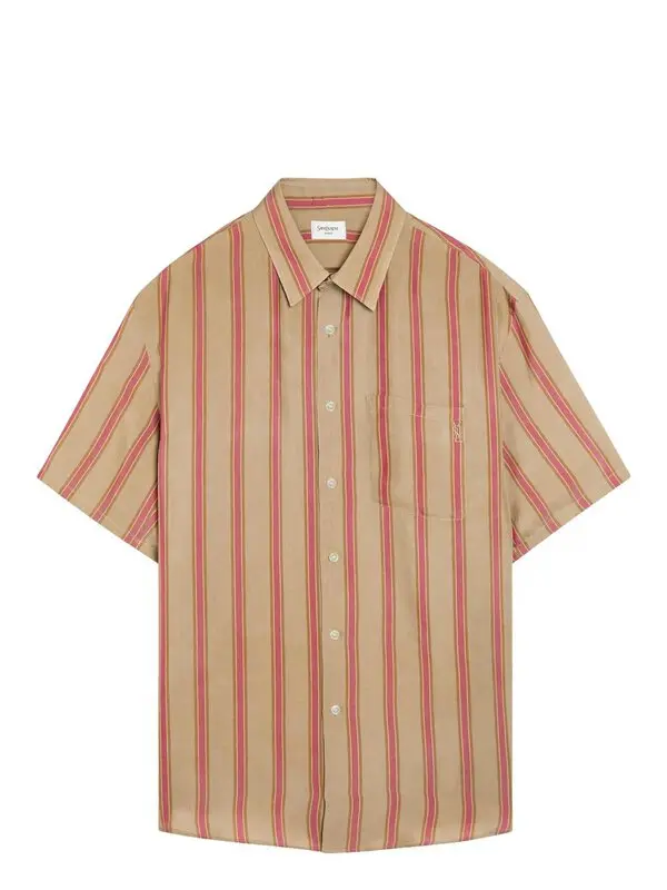 Saint Laurent Striped Satin-twill Shirt - Multicoloured 1