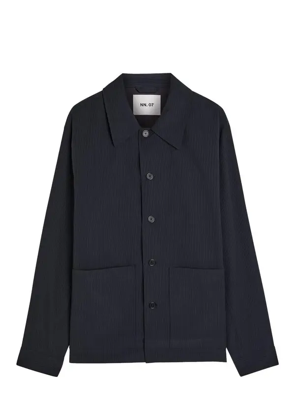 Nn07 Striped Seersucker Shirt Jacket - Navy