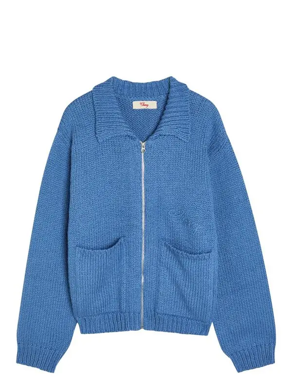 CHERRY LOS ANGELES 5 Star Logo Intarsia Cotton Cardigan - Blue