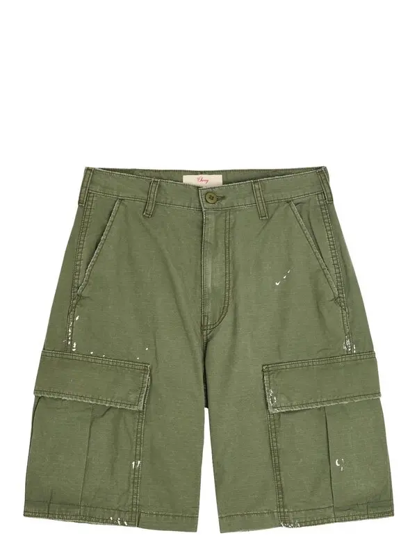 CHERRY LOS ANGELES Paint-splatter Cotton Cargo Shorts - Green