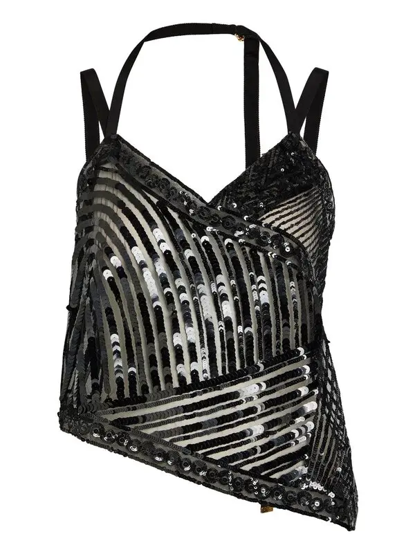 Emilio Pucci Embellished Tulle Halter Top - Black