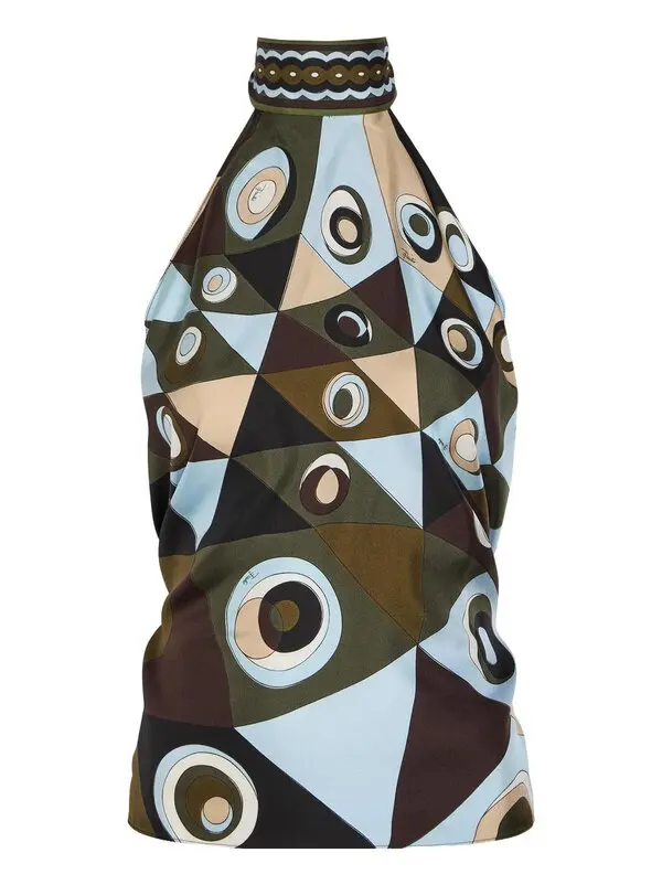 Emilio Pucci Printed Silk Halter Neck Top - Multicoloured