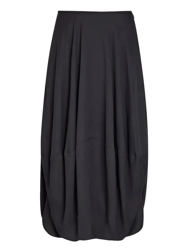 LEMAIRE Balloon Hem Crepe Midi Skirt - Dark Grey