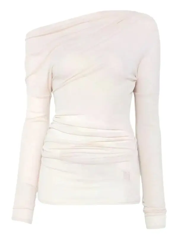 Elisabetta Franchi Asymmetric Ruched Top - Neutrals