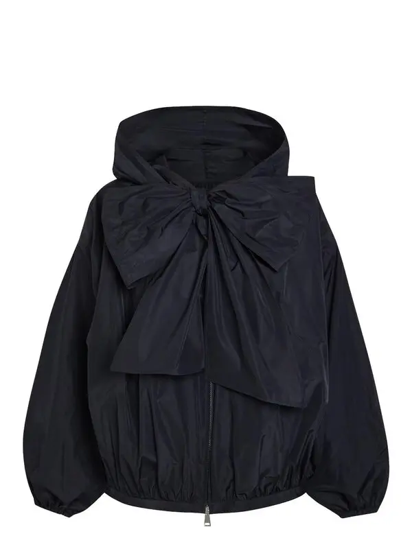Moncler Pecher Bow-effect Hooded Shell Jacket - Dark Blue