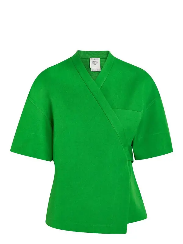 Calvin Klein Belted Canvas Wrap Jacket - Green