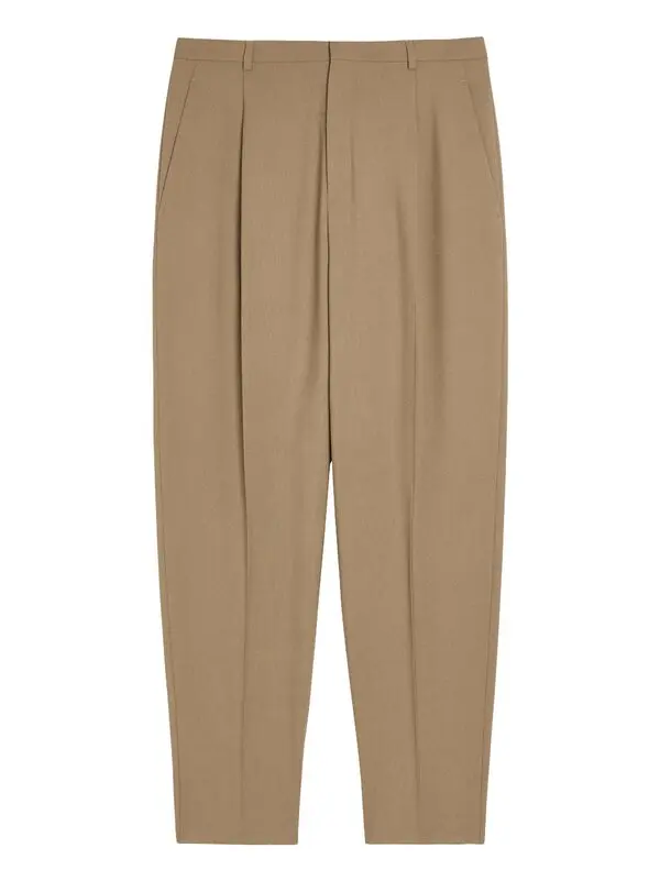 Saint Laurent Belted Wool And Mohair-blend Trousers - Beige