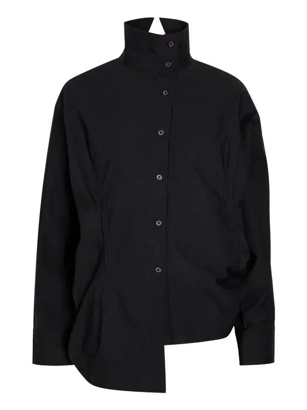 Issey Miyake Twisted Draped Cotton-blend Shirt - Black