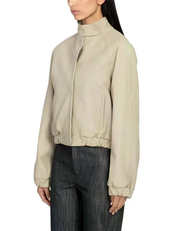 Paloma Wool Raim Elasticated-waist Leather Jacket - Neutrals