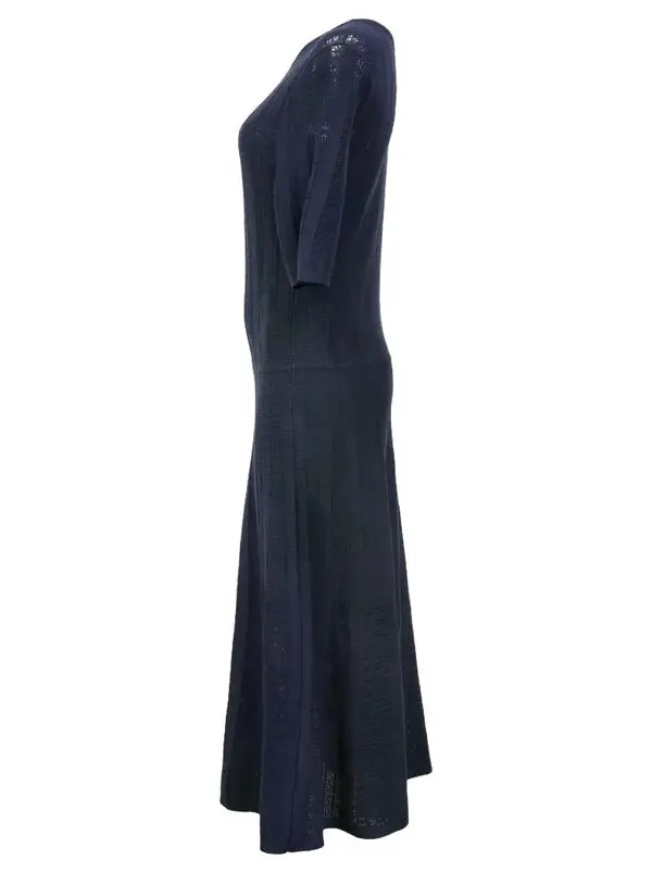BOSS Navy Eyelet Crew Neck Dress - Blue