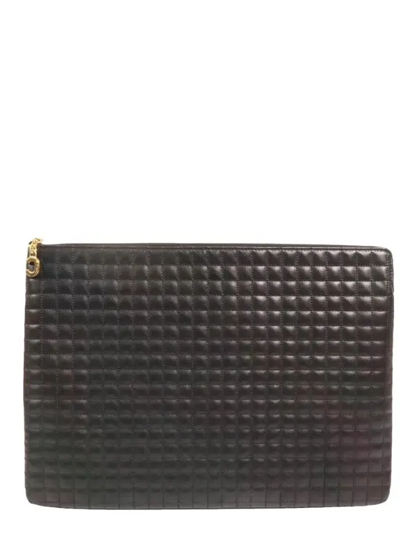 Celine Charm Quilted Calfskin Clutch Bag - Black