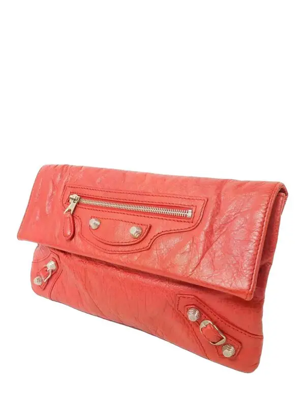 Balenciaga Motocross Giant 12 Envelope Calfskin Clutch Bag - Red