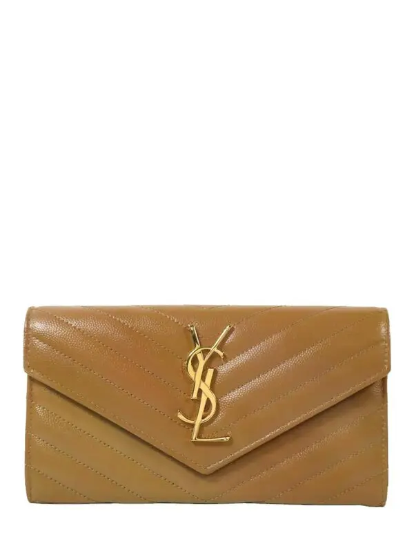 Saint Laurent Quilted Flap Wallet - Neutrals