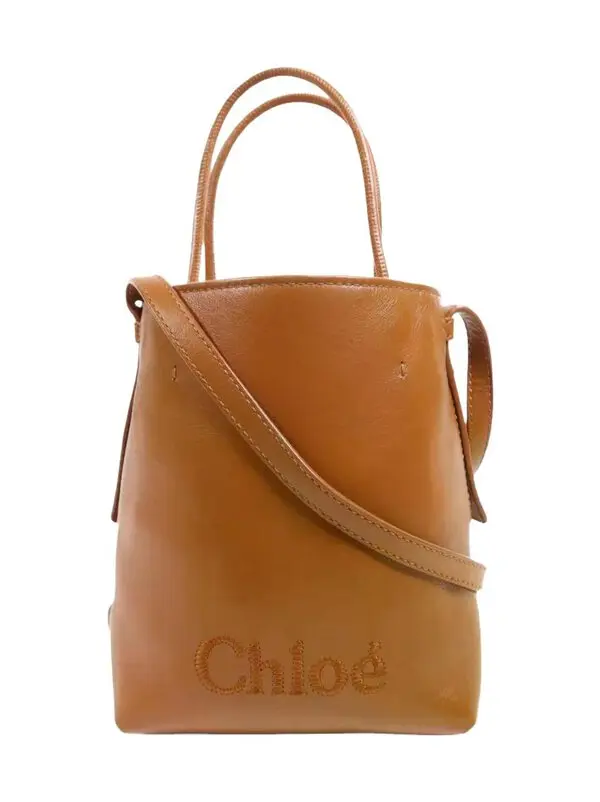 Chloé Embroidered Logo Tote Bag - Brown