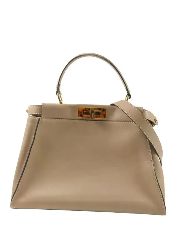 Fendi Peekaboo Leather Shoulder Bag - Neutrals