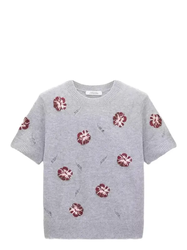 Dorothee Schumacher Distressed Floral Motif T-shirt - Grey