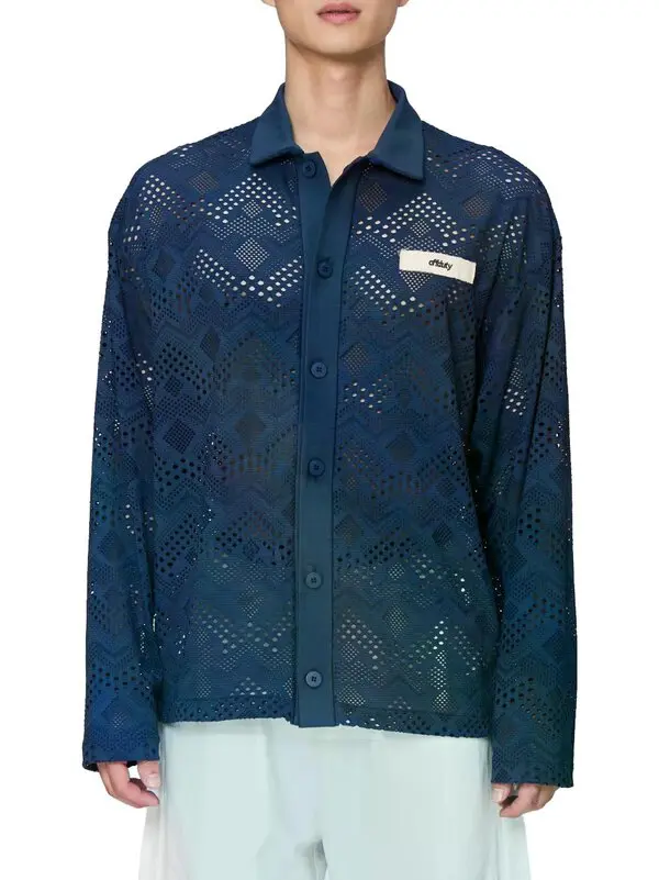OFF DUTY Nauru Geometric-perforated Logo-patch Shirt - Blue