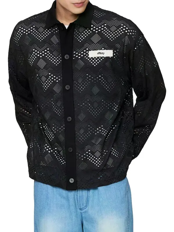 OFF DUTY Nauru Perforated Logo-patch Shirt - Black