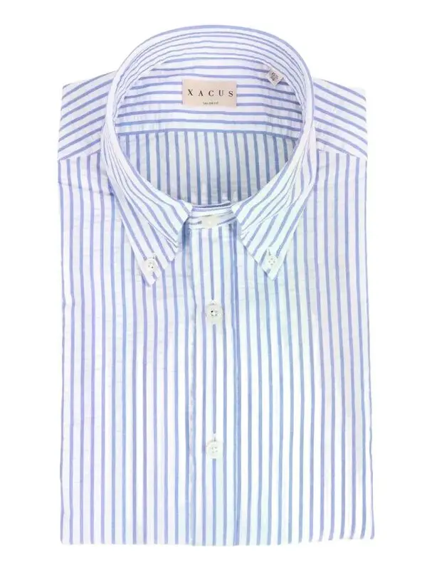 XACUS Striped Seersucker Shirt - Blue