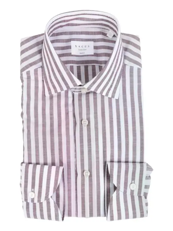XACUS Striped Travel Shirt - Brown