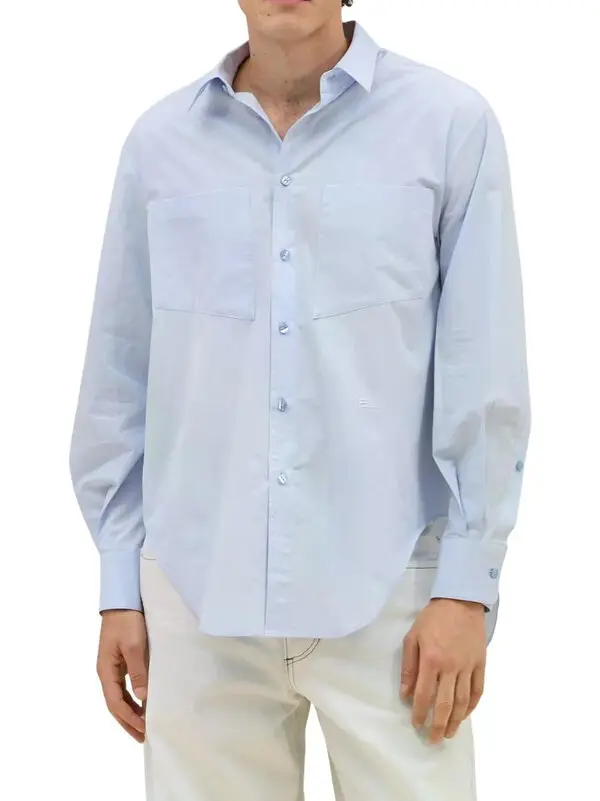 Eckhaus Latta Asymmetric Hem Patch Pocket Shirt - Blue