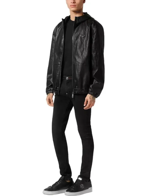 Philipp Plein Eco-leather Windbreaker - Black