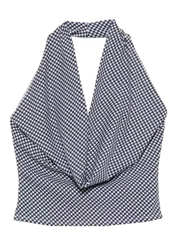 Frankies Bikinis Gingham Halterneck Top - Blue