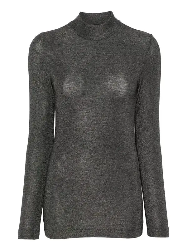 Brunello Cucinelli High-neck Metallic-effect Sweater - Grey