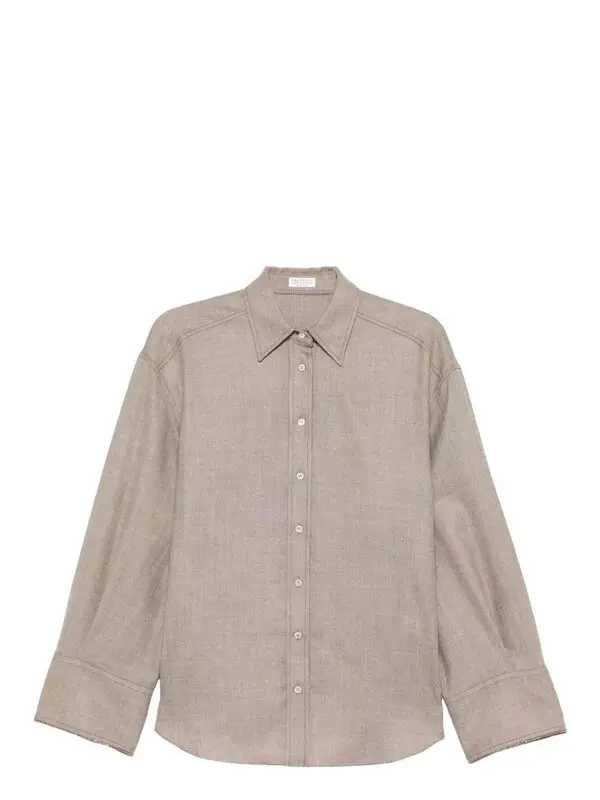 Brunello Cucinelli Monili Trim Button-fastening Shirt - Neutrals