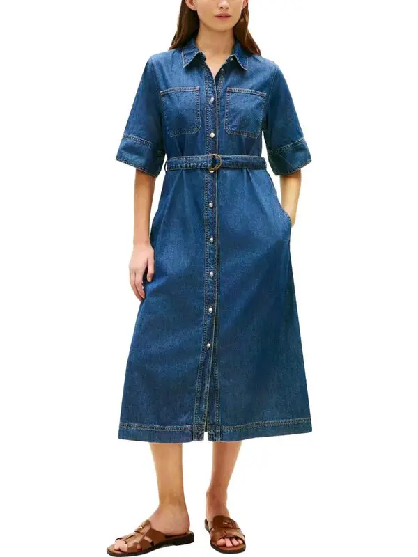 Tommy Hilfiger Belted Button-down Midi Dress - Blue