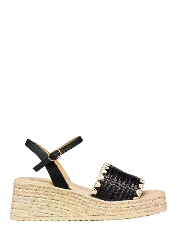 Geox Alemeria Woven Buckled Espadrilles - Black