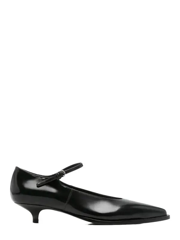 Miu Miu Leather Pointed Toe Ankle Strap Pumps - Black