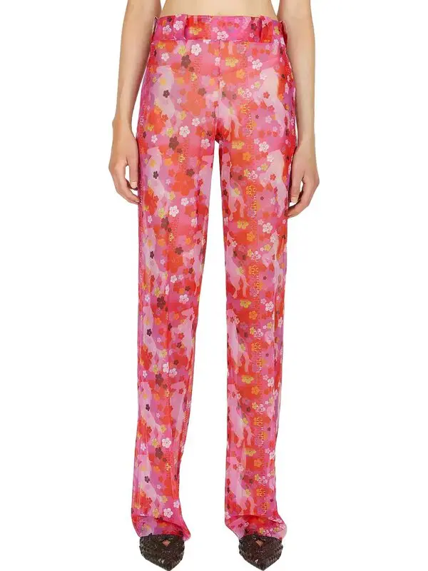 LOUISE LYNGH BJERREGAARD Floral Print High-waisted Trousers - Pink