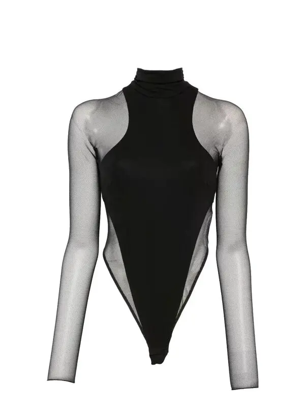 Elisabetta Franchi Sheer-panelled High-neck Bodysuit - Black